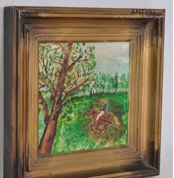 MALY OBRAZEK OBRAZ JEZDZIEC NA KONIU - EuroAntyki